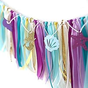 Mermaid High Chair Banner - Mermaid Birthday Decorations, Under the Sea Party Background, Mermaid Banner for 1st Birthday, Mermaid Party Supplies, Smash Cake Props (mermaid banner)