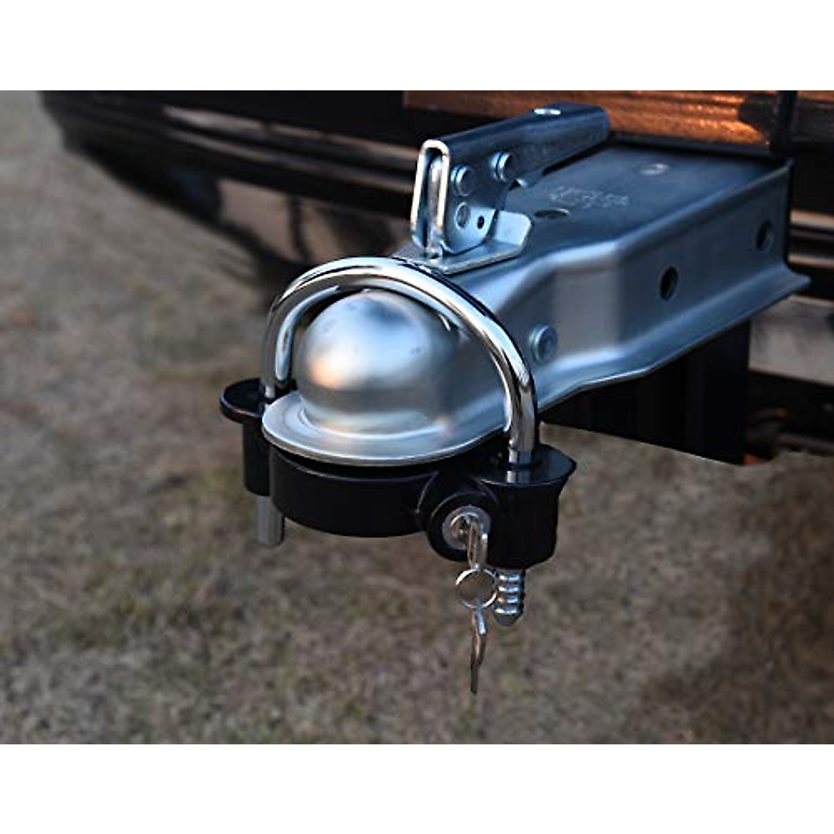 TOPTOW 63507 Trailer/RV Coupler Hitch Lock, Universal Fits for 1-7/8", 2" & 2-5/16" Couplers, Tow Ball Style