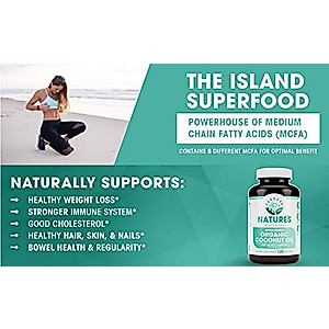 Natures Wellness Organic Coconut Oil 2000mg - Healthy Skin, Nails, Hair Growth – Extra Virgin, Cold Pressed, Unrefined Non GMO - Rich in MCT MCFA - Support Brain Function