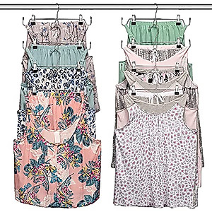 USTECH Cami Space Saving Closet Hangers with Rubber Coated Tips | Steel Pant Hangers with Clips for Tank Tops & Lingerie | Non-Slip Skirt Hangers with Metal Clip Hook for Multipurpose | Pack of 12