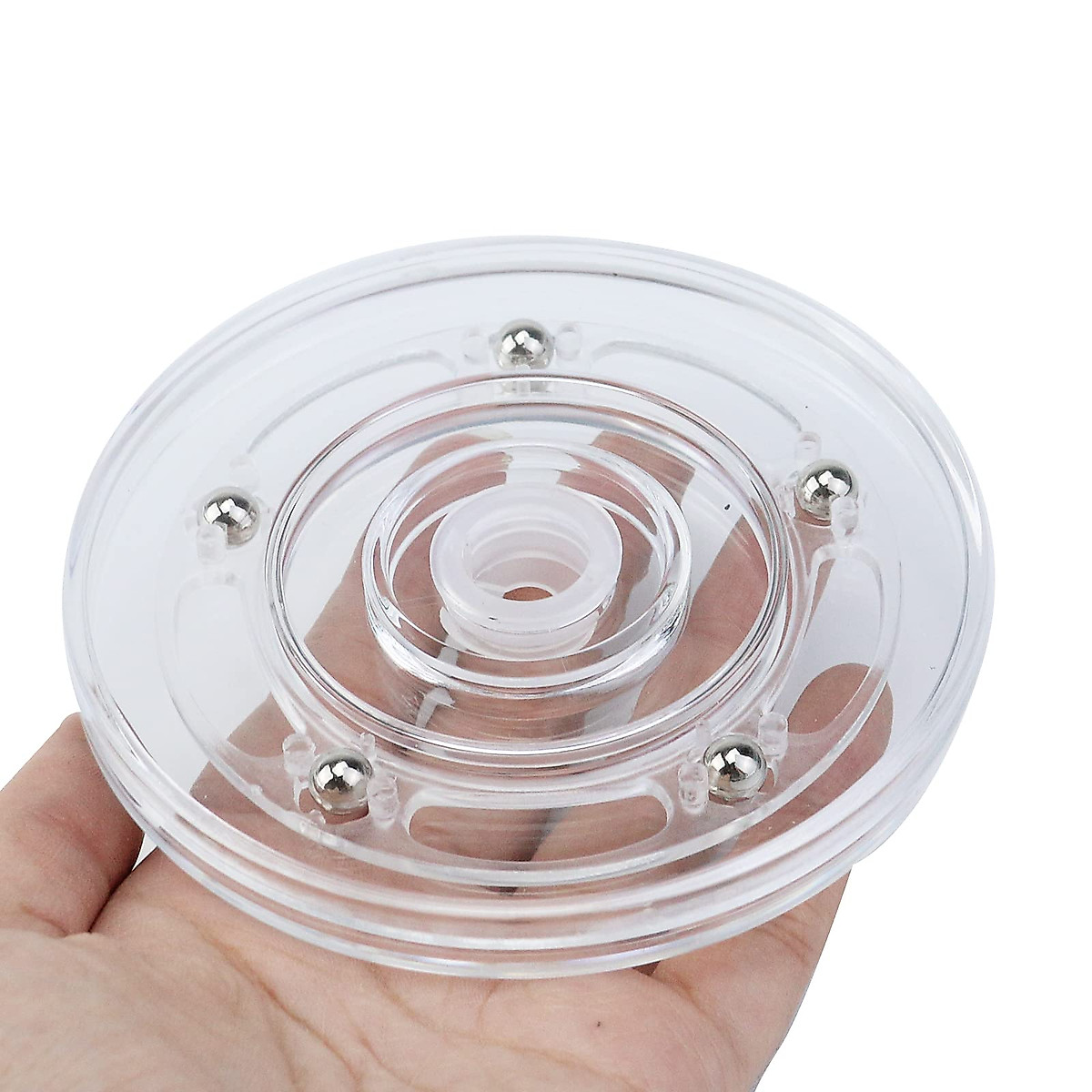 Semetall 6pcs 4" Acrylic Lazy Susan Rotating Swivel Plate Round Turntable Organizer for Makeup Table Kitchen Cabinet Spice Rack Cake,Clear