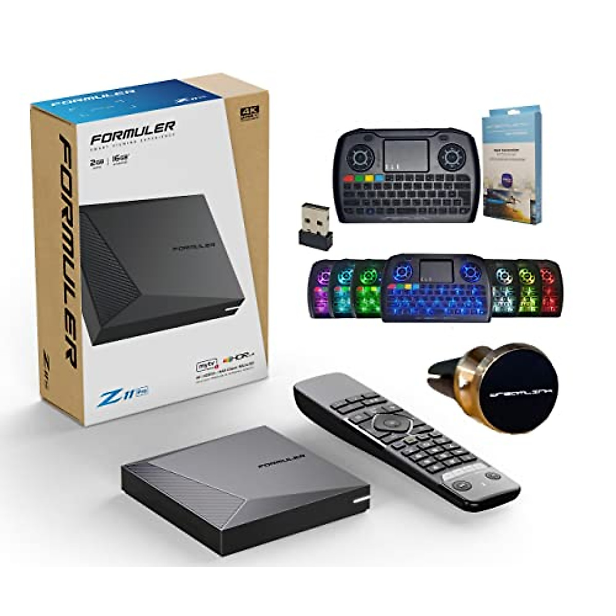 Formuler Z11 Pro Android 11 Dual Band 5G Gigabit LAN 2GB Ram 16GB ROM 4K + Extra 7 Colours Wireless Keyboard + Extra Magnetic Car Mount
