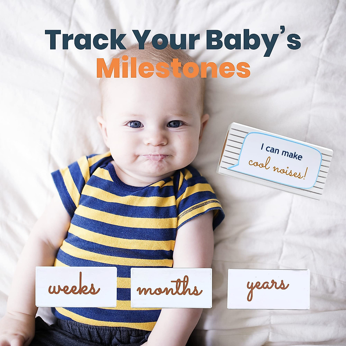 Baby Monthly Milestone Blocks Gender Neutral for Baby Boy and Girl Age Blocks for Photo Props Baby Milestone Blocks with Baby Milestone Board