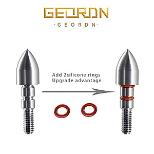 Geordn Stainless Steel Arrow Field Points 100/125/150/175/200 Grains Practice Archery Arrow Target Bullet Point Combo Point 12 PCS (R 11/32"-100 Grains)