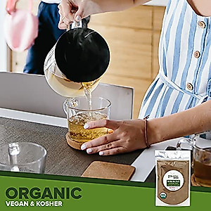 Dimmak Herbs Organic Fo Ti Root Raw Chinese Herb Powder - Cure/Prepared USDA Organic He Shou Wu (Polygonum Multiflorum Preperata) Add to Water or Smoothie 1 4oz/112g Bag