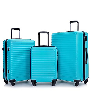 Tripcomp Luggage Sets Hardshell Travel Durable Suitcase Sets with Spinner Wheels TSA Lock, Carry-on,Luggage 3piece Set (20inch/24inch/28inch) (Turquoise)