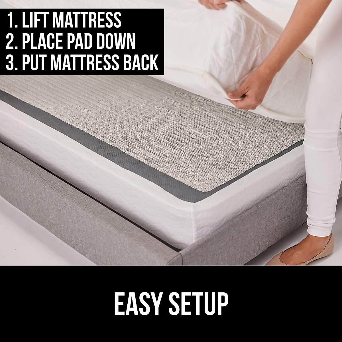 Gorilla Grip Drawer Liner and Mattress Gripper, Drawer Liner Size 12 in x 20 FT in Light Gray, Non Adhesive, Mattress Gripper Size Queen, Slip Resistant, Easy Trim, 2 Item Bundle
