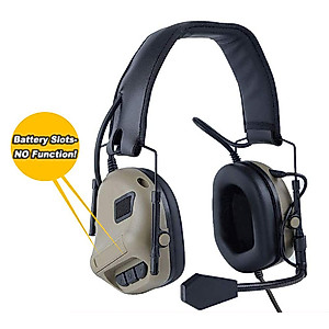 ATAIRSOFT Tactical Headset Wargame Hunting Headphone Without Noise Cancellation Function (Tan)