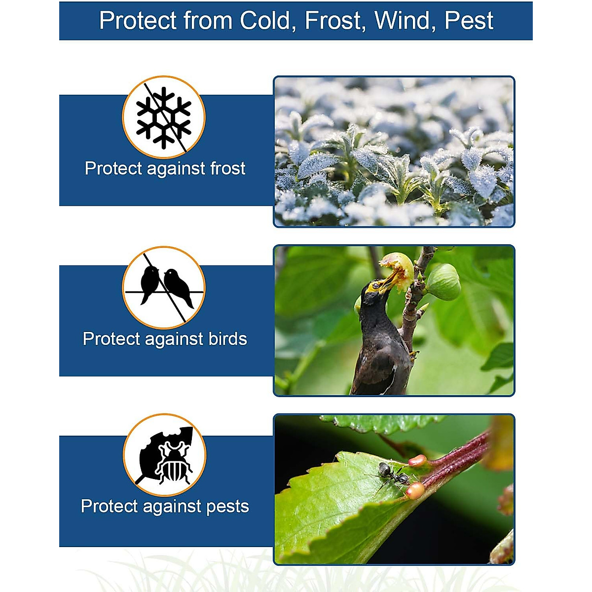 Homoda Plant Covers Freeze Protection Large, 60''W x 70''H Shrub Covers with Zipper and Drawstring, Frost Cloth for Winter, Outdoor Plant Blankets for Cold Weather