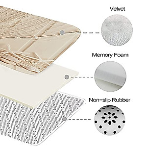 Beige Bathroom Rugs and Modern Fishing Net Seashell Lighthouse Mats Sets 3 Piece, Velvet Memory Foam Marine Beach Theme Bath Mat, Large Small and U-Shaped Contour Shower Mat Non-Slip Washable