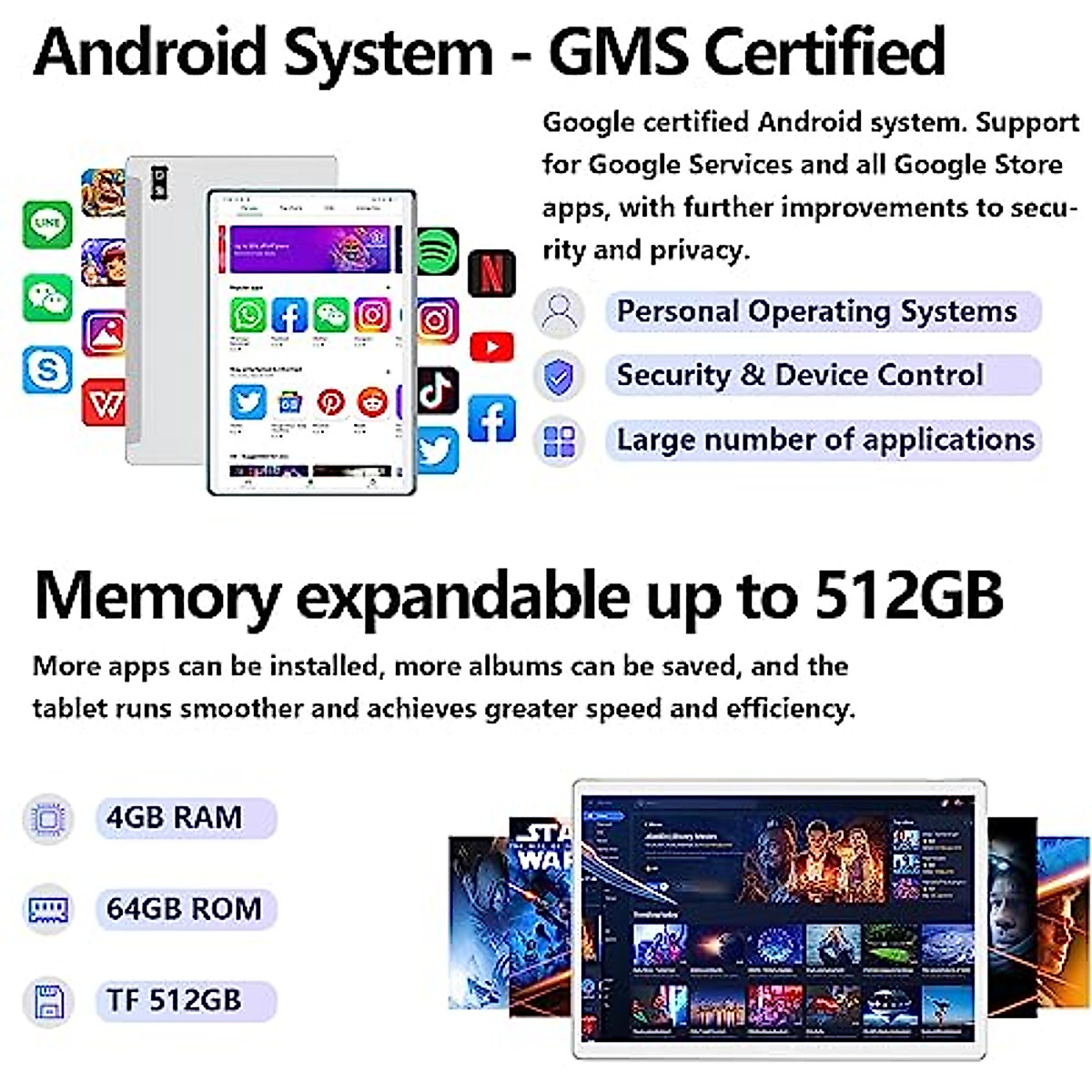 2023 Newest 10 Inch Tablet,2 in 1 Tablet with Keyboard Mouse, Android Tablet 4G Cellular with 2 SIM 1 SD-64GB ROM SD Max 512GB,Octa-Core,1080 FHD,13MP,GMS-Zertifizierung,GPS/ WIFI/ Bluetooth(Silvery)