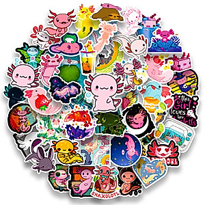 Axolotl Stickers,50 PCS Cute Axolotl Waterproof Stickers,Vinyl Stickers for Water Bottle,Laptop,Phone,Skateboard Stickers for Teens Girls Kids