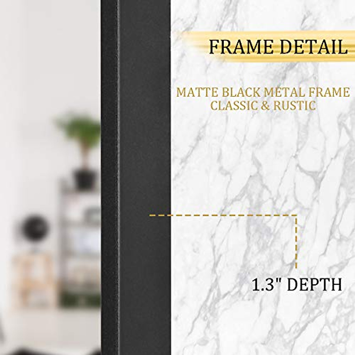 LEORISO 16 x 24” Black Bathroom Mirror for Wall, 1.3” Metal Frame Rectangle Mirror, Wall-Mounted Mirror Hangs Horizontal Or Vertical