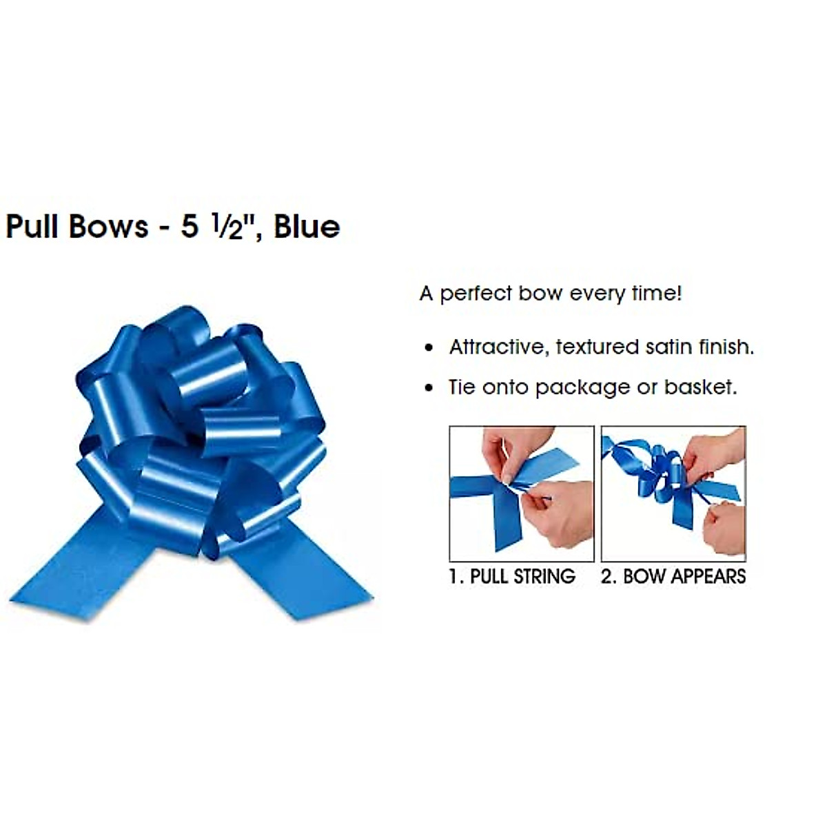 5 Pack of 5 1/2" Blue Pull Bows with Tails