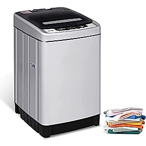 KUMIO 1.5CU.FT Automatic Portable Washing Machine, 11Lbs Compact Washing Machine with 8 Programs 10 Water Levels| LED Display| Child-Lock Function| Space Saving for Apartments, Dorms, RV