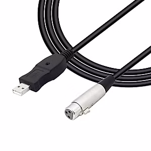 YACSEJAO USB Microphone Cable,3M/9.8FT USB to XLR Female 3 Pin Cable,USB Male to XLR Female Microphone Link Converter Cable for Microphones,Guitar,or Recording Karaoke Sing