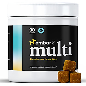 Embark Dog Multivitamin – All-in-1, Vitamins and Supplements for Dogs – Glucosamine, Chondroitin, Joint Support – Skin, Coat, Brain, and Immune Health – Vet-Formulated and All-Natural – 90 Soft Chews