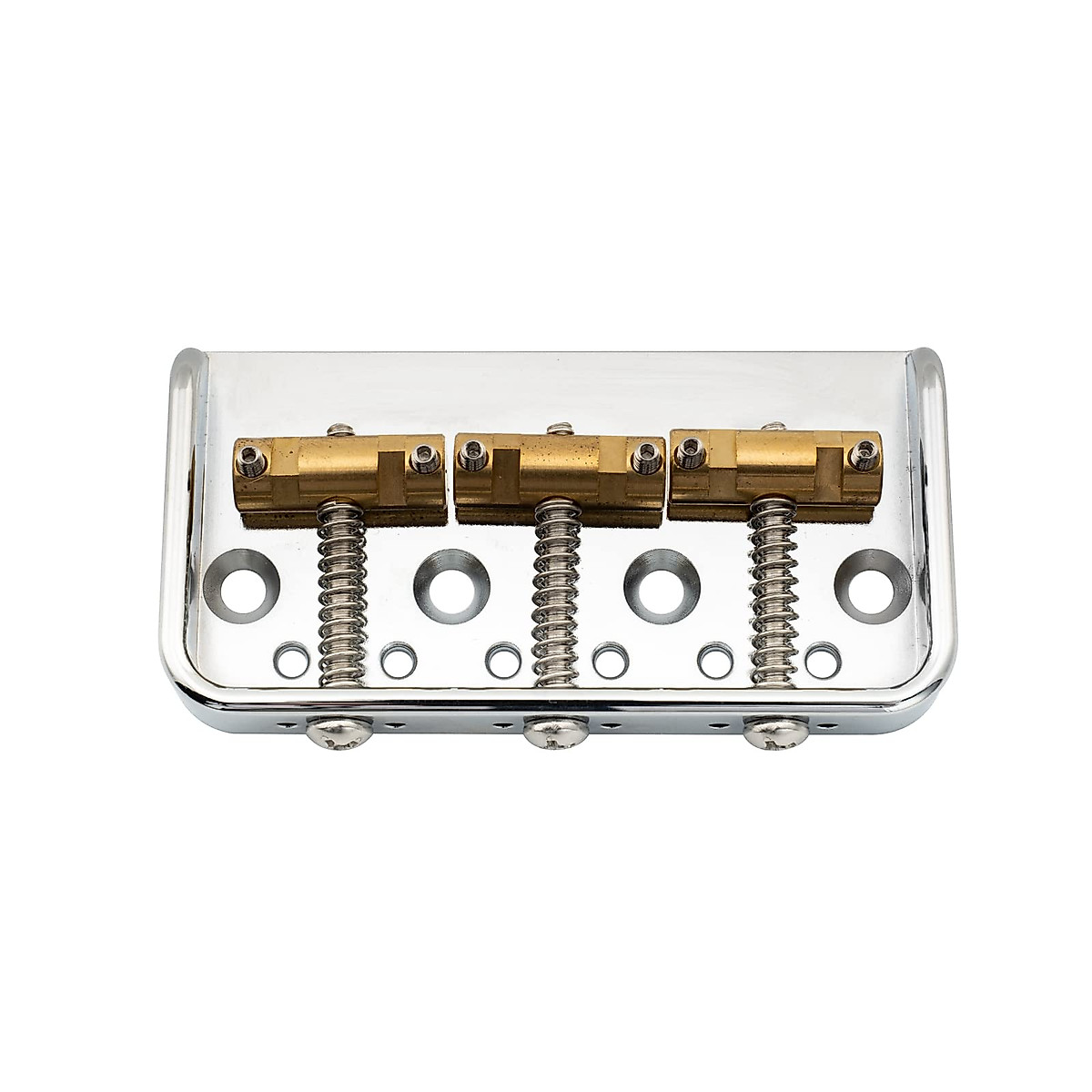 Musiclily Ultra 54mm(2-1/8 inch) Vintage Short Tele Bridge with Solid Aluminum Plate Brass Compensated 3-Saddle for Telecaster Style Electric Guitar, Chrome