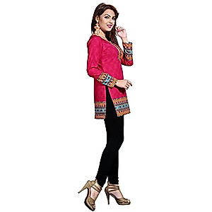 Maple Clothing Women's Kurti Kurta Top Tunic Printed from India (Pink, 3XL)