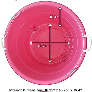 Homz 0402PKDC Stackable Plastic 18 Gallon Utility Storage Container Bucket Tubs with Rope Handles, Pink, Set of 2 Buckets