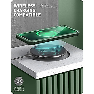 i-Blason Ares for iPhone 13 Pro Max Case 6.7 inch [Built-in Screen Protector] [Military-Grade Protection] Clear Full-Body Shockproof Rugged Bumper Phone Case for iPhone 13 Pro Max (Alpine Green)