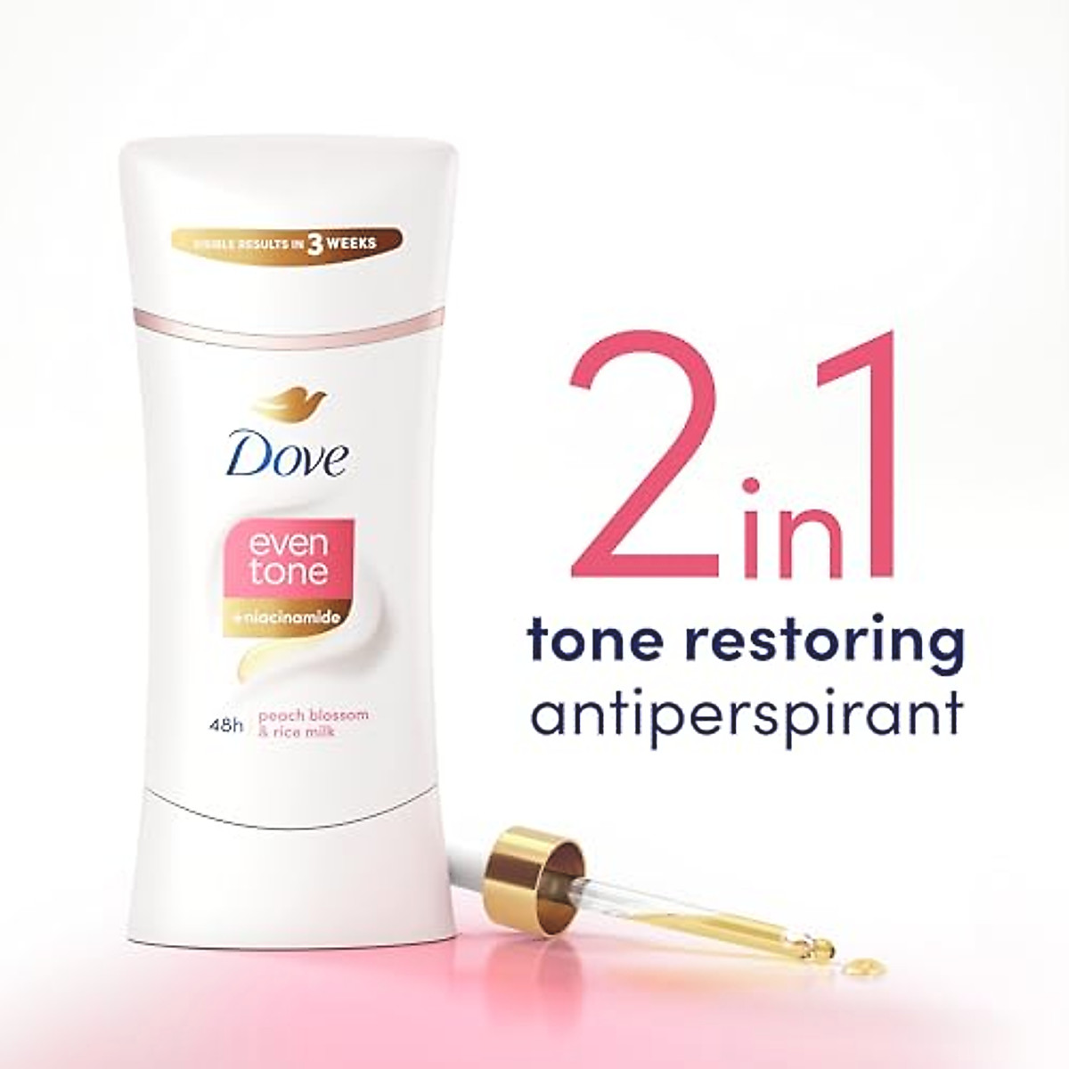 Dove Even Tone Antiperspirant Deodorant Stick Peach Blossom & Rice Milk 3 Count 2.6 oz