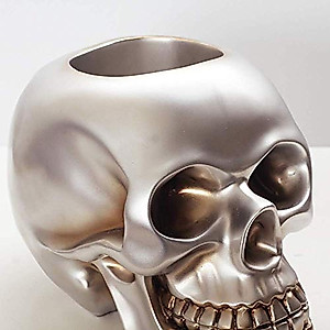 PIBM Stylish Simplicity European Retro Personality Skull Shape Wine Rack Resin Silver Crafts Home Desktop Porch Ornaments Bar Decorations Beautiful and Elegant