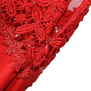 GlorySunshine Women's Sheath Sexy Lace Backless Mermaid Bridal Flare Dress (M, New Red)