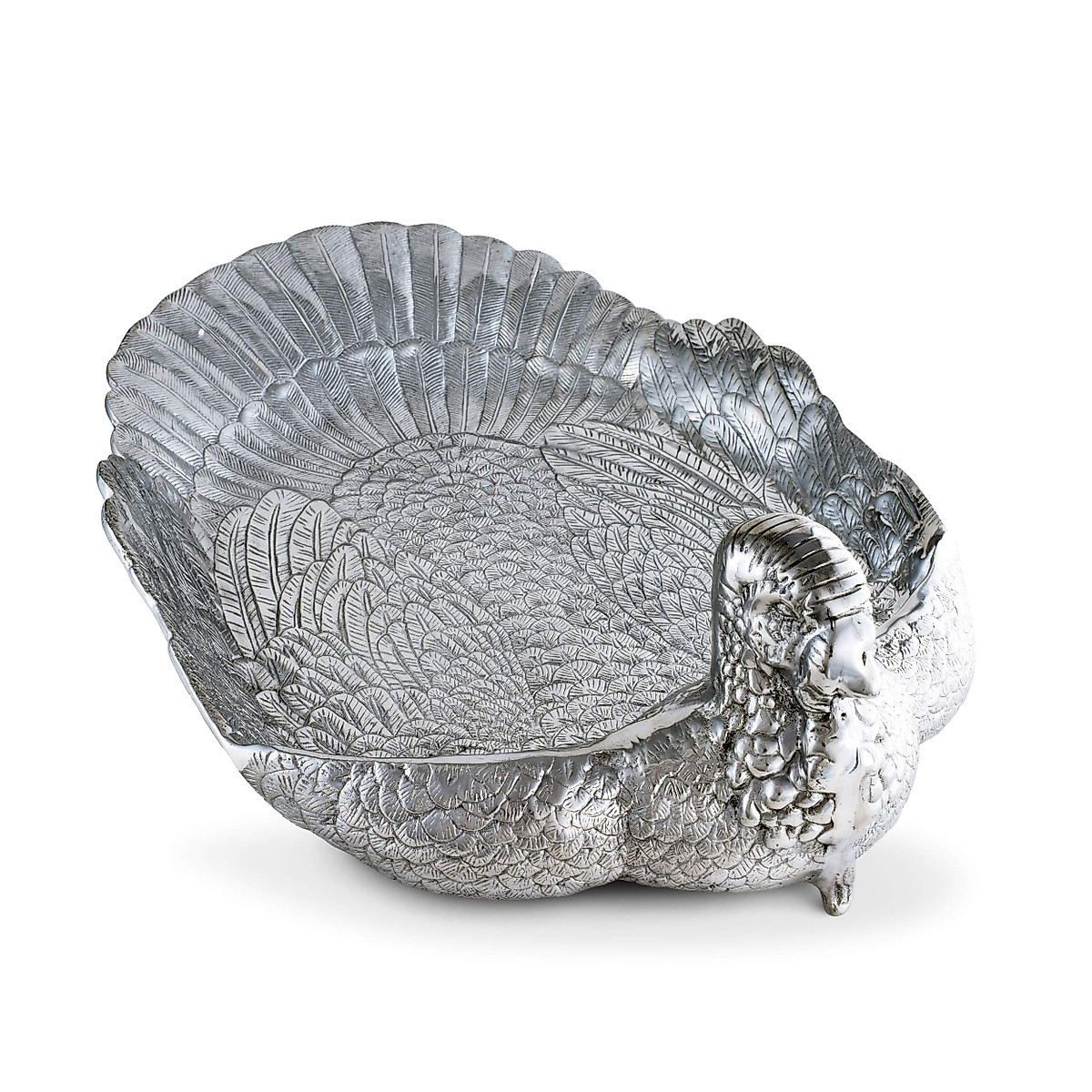 Arthur Court Designs Aluminum Metal Thanksgiving Turkey Large Heavy Serving Tray/Platter - Full Turkey Tray - Holiday Platter 24 inch x 18 inch x 7.5 inch