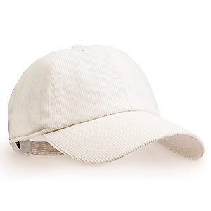 Plaid Suede Womens Mens Corduroy Hat for Men Casual Everyday Baseball Cap with Adjustable Straps (Off White)