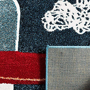 SAFAVIEH Carousel Kids Collection 4' Square Navy/Ivory CRK167N Airplane Nursery Playroom Area Rug