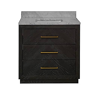 Avery 36-inch Bathroom Vanity (Carrara/Dark Oak): Includes Dark Oak Cabinet with Stunning Carrara Marble Countertop and White Ceramic Sink