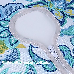 Lahome Paisley Flower Outdoor Tablecloth with Umbrella Hole - Water Resistant Spillproof Table Cover for Patio Table (Paisley, Zippered - 60" x 60" Square)