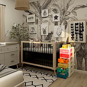 Really Useful Box 6-Drawer Cart Organizer, Plastic Storage Drawers, Home Storage Organizer with Removable Castor Wheels, Rainbow