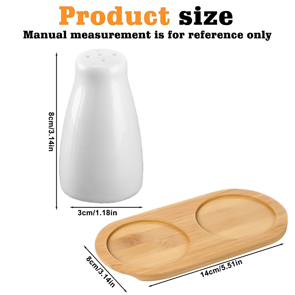 Ceramic Salt and Pepper Shakers Set: YIDM 2 Piece Set with a Bamboo Tray Ceramic Salt Shaker Ceramic Salt and Pepper Shakers Unique Salt and Pepper Set for Cooking, BBQ, Kitchen and Resturant Decor