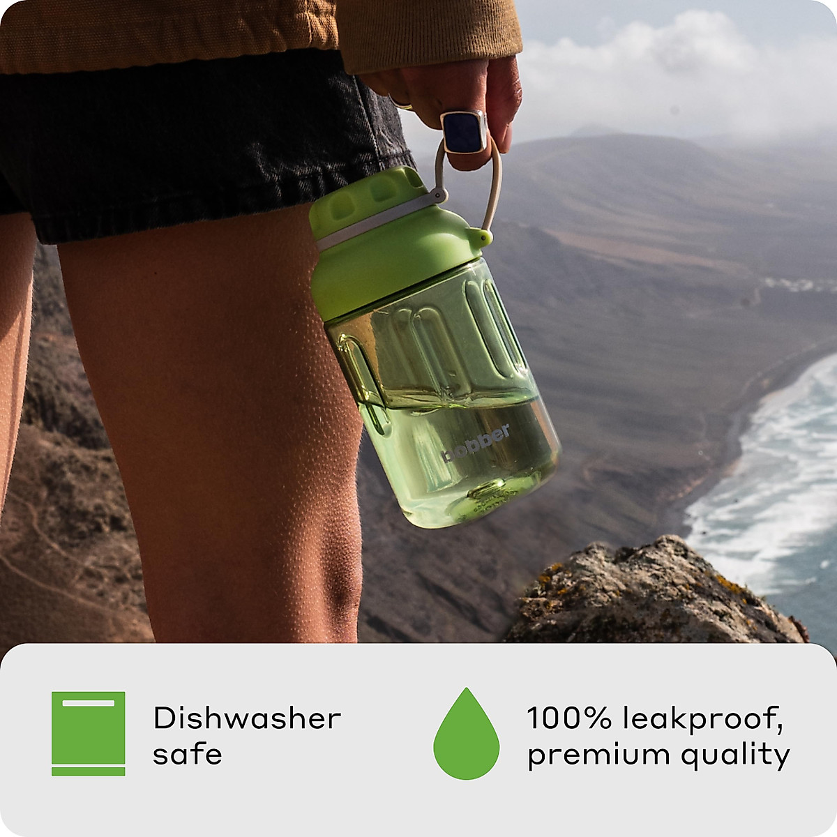 BOBBER Pack of 12 oz Insulated Stainless Steel Travel Mug & 20 oz Sport Tritan Bottle 100% Leakproof & Dishwasher safe (Mint Cooler)