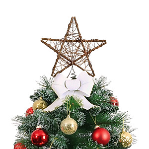 Christmas Tree Topper,Lighted Branch Rattan Star Tree Topper with 15 LED Lights for Christmas Tree and Holiday Seasonal Decoration