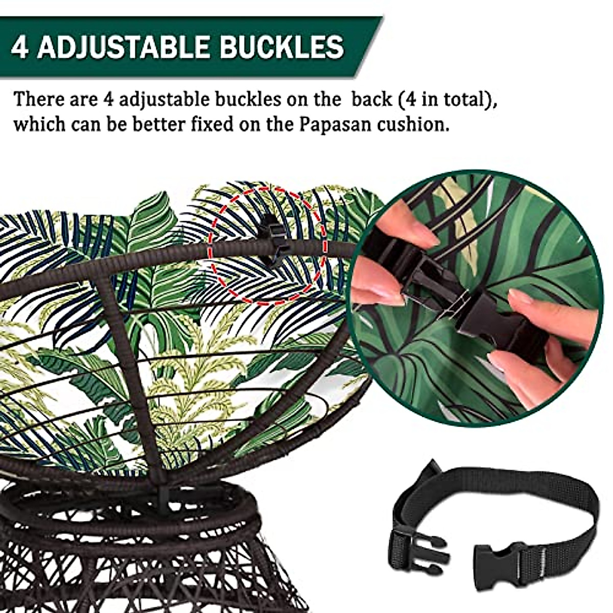 Iceberg Elf Outdoor Papasan Cushion Cover Only,(for 47in-55in Papasan Cushion Cover Waterproof) Zipper Design for Easy Closure and Removal, Silky Smooth Fabric