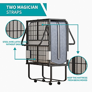 BALUS Folding Bed with Mattress for Adults, Roll Away Bed with 5" Memory Foam Mattress, 75" L x 31" W Portable Fold Up Guest Bed, Sturdy Bed Frame with Dustproof Bag & Baffle (Upgrade with Cover)