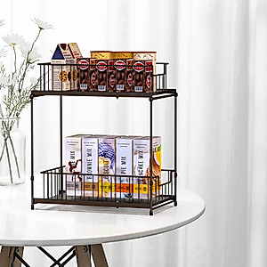 FixOwl Under Sink Organizer, 2-Tier Kitchen Cabinet Organizer with Sliding Storage Basket Drawers, Multi-purpose Cabinet Organizer Black