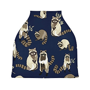 YYZZH Cute Fluffy Raccoon Tree Branch Forest Animal Beast Pattern Stretchy Baby Car Seat Cover Infant Canopy Nursing Covers Breastfeeding Cover Breathable Windproof Winter Scarf for Boys Girls