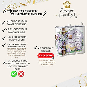 Custom Easter John 11:25 Tumbler | Personalized Easters Insulated Travel Mug | Spring Design with Name (John 11:25)