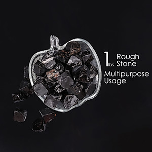 YATSKIA 1lb Black Obsidian Crystal - Raw Stones - Healing Crystals - Obsidian Stone - Black Stones and Crystals - Raw Stones for Tumbling - Crystals Bulk - Crystals and Healing Stones Bulk