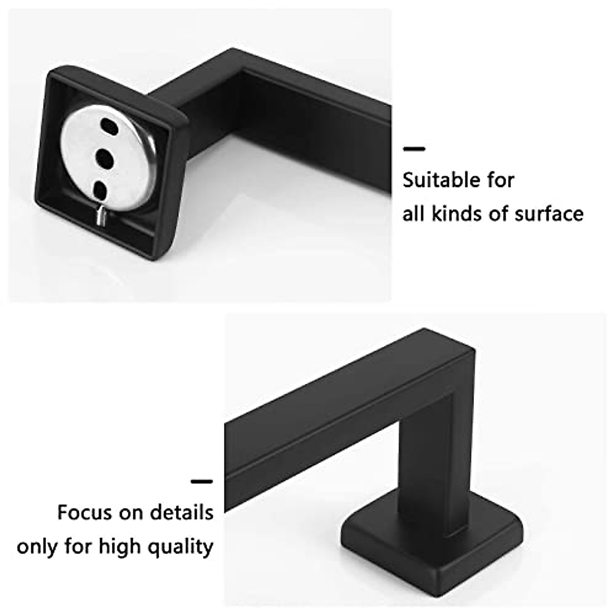 NearMoon Bathroom Towel Bar, Bath Accessories Premium Thicken Stainless Steel Square Shower Towel Rack for Bathroom, Towel Holder Wall Mounted (2 Pack, Matte Black, 24 Inch)