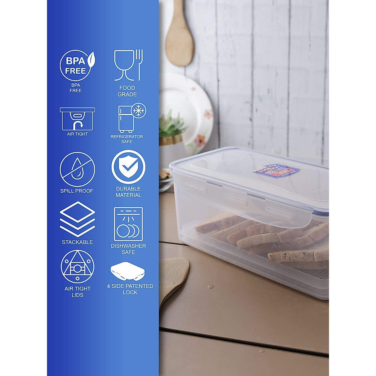 LOCK & LOCK Airtight Rectangular Food Storage Container with Drain tray 14-Cup, 115-Fluid Ounces