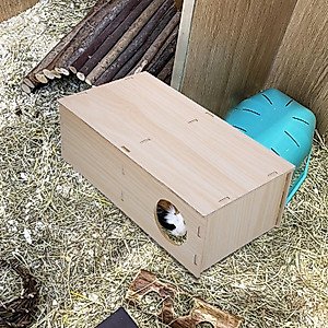 POPETPOP Guinea Pig Maze Hamster Houses and Hideouts Wood Small Animal Hideout 2 Chamber Hamster Hideout Hamster Hut Hideout Squirrel Pineapple Bed Toys Keep Warm Wooden Hamster Cage