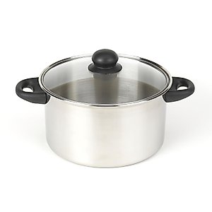 GoodCook Classic Stainless Steel 5-Quart Dutch Oven with Tempered Glass Lid, Silver