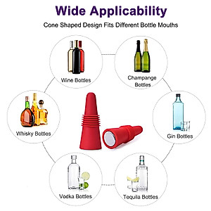 Wine Bottle Stoppers Silicone for Wine Beverage Soda Beer Perserver Keep Freshness, Reusable Wine Corks with Wine Gift Box(RED-8PK), Wine Stoppers for Wine Bottles
