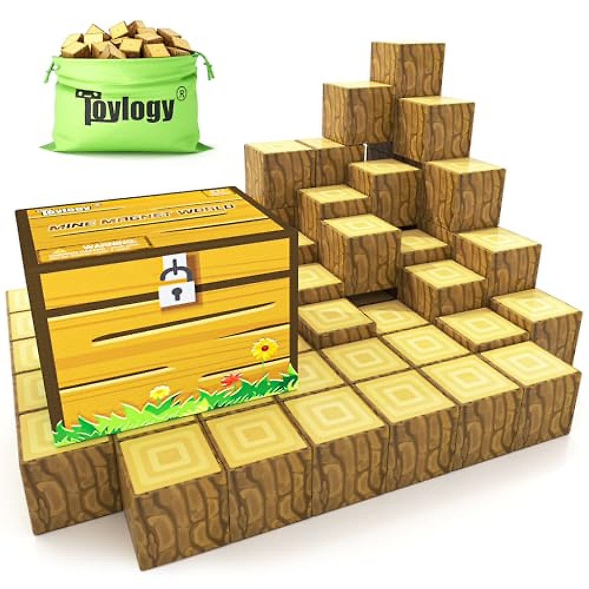 Magnetic Blocks-Build Mine Magnet World Wood Edition, Magnetic Toys for Boys & Girls Age 3-4 4-5 6-8, STEM Montessori Sensory Toys for Toddlers Gifts for 3+ Years Old Girls Boys