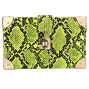 Manyysi Snakeskin Handbag Ladies Party Prom Evening Box Clutch Crossbody Shoulder Chain Bag